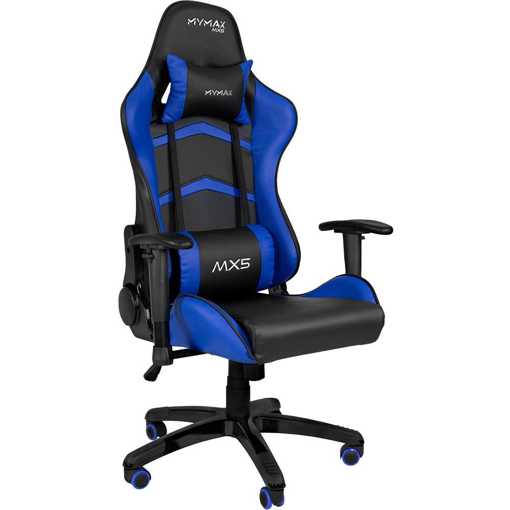 Cadeira Gamer Mymax Mx5, Peso Suportado até 150Kg, Giratória, Preto e Azul - Boletando