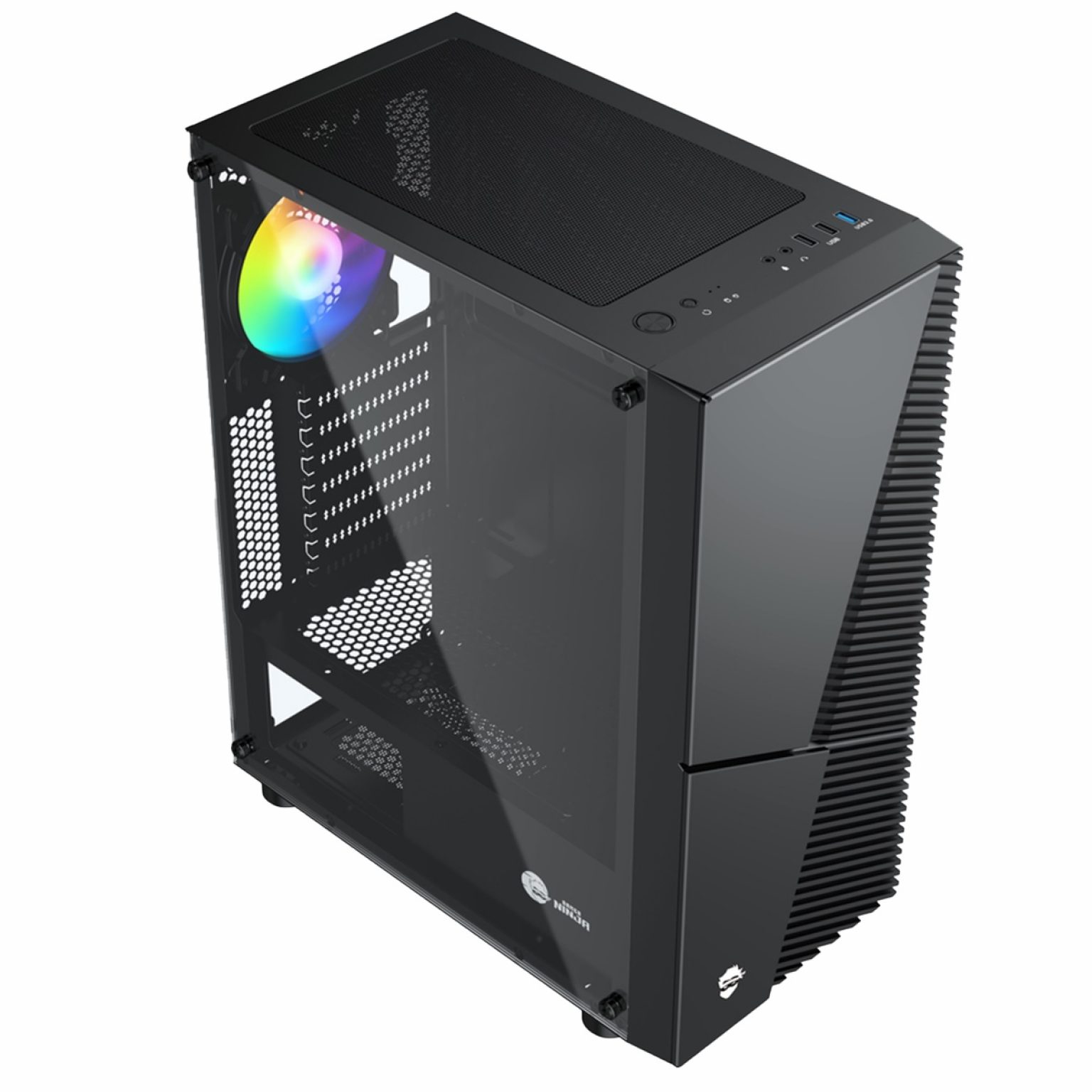 Gabinete Gamer Ninja Light, RGB, Mid Tower, Vidro Temperado, ATX, Sem ...