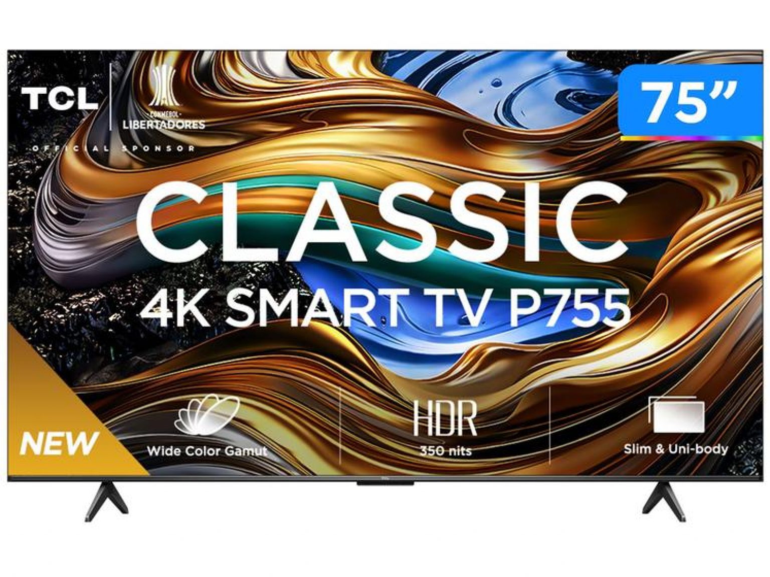 Smart TV 75" 4K UHD LED TCL 75P755 Wi-Fi Bluetooth 3 HDMI 1 USB - Boletando