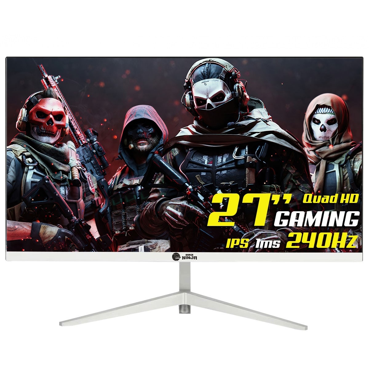 Monitor Gamer Ninja Tenseigan, 27 Pol, Quad HD, IPS, 1ms, 240Hz, HDR, FreeSync, HDMI/DP, White ...