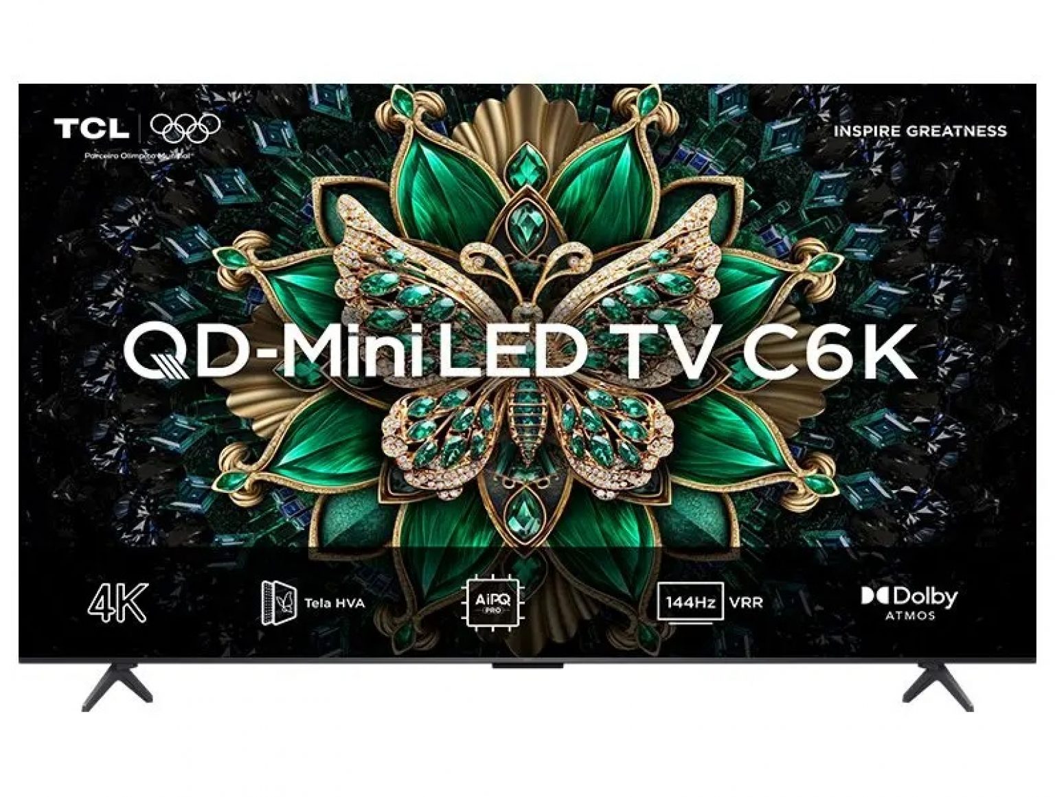 Smart TV 65" TCL 4K UHD MiniLED 65C6K 144Hz Google TV AiPQ Google Assistente 4 HDMI 2 USB ...