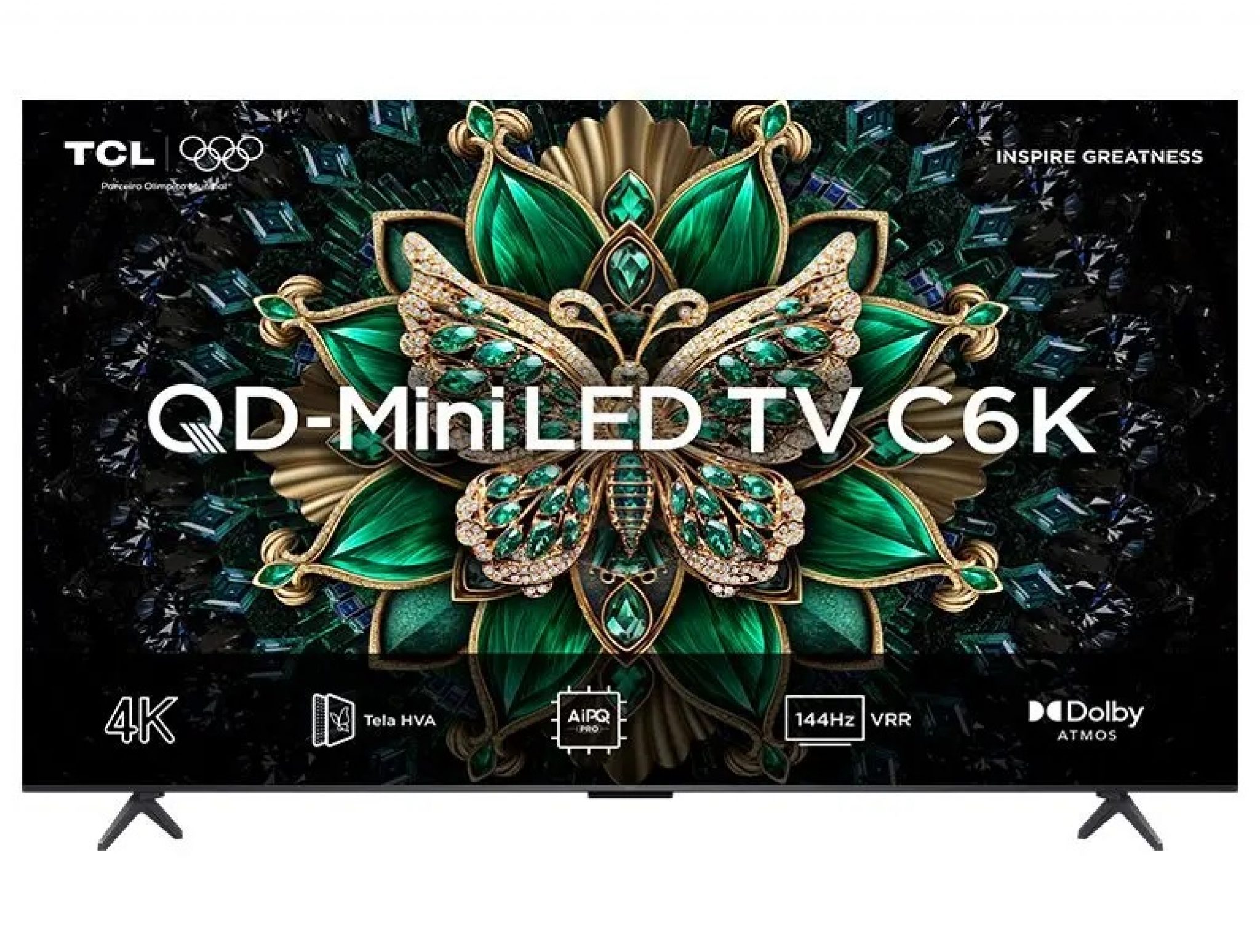 Smart TV 65" TCL 4K UHD QD-MiniLED 65C6K 144Hz Google TV AiPQ Google Assistente 4 HDMI 2 USB ...