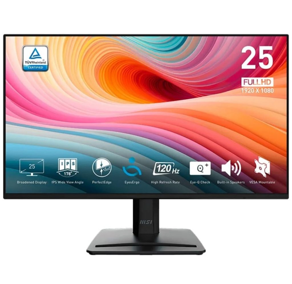 Monitor MSI PRO MP252 E2 25" FHD, Tela Flat, IPS, 120Hz, 1ms-4ms, DP e ...