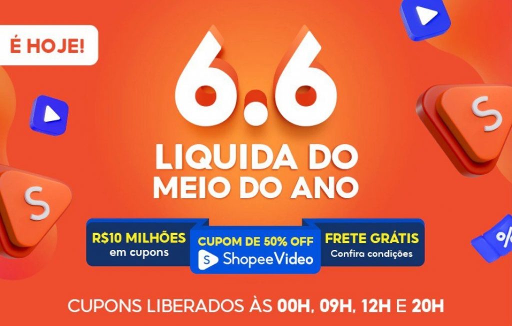 Cupons Shopee 6.6 Liquida do Meio do Ano - Boletando