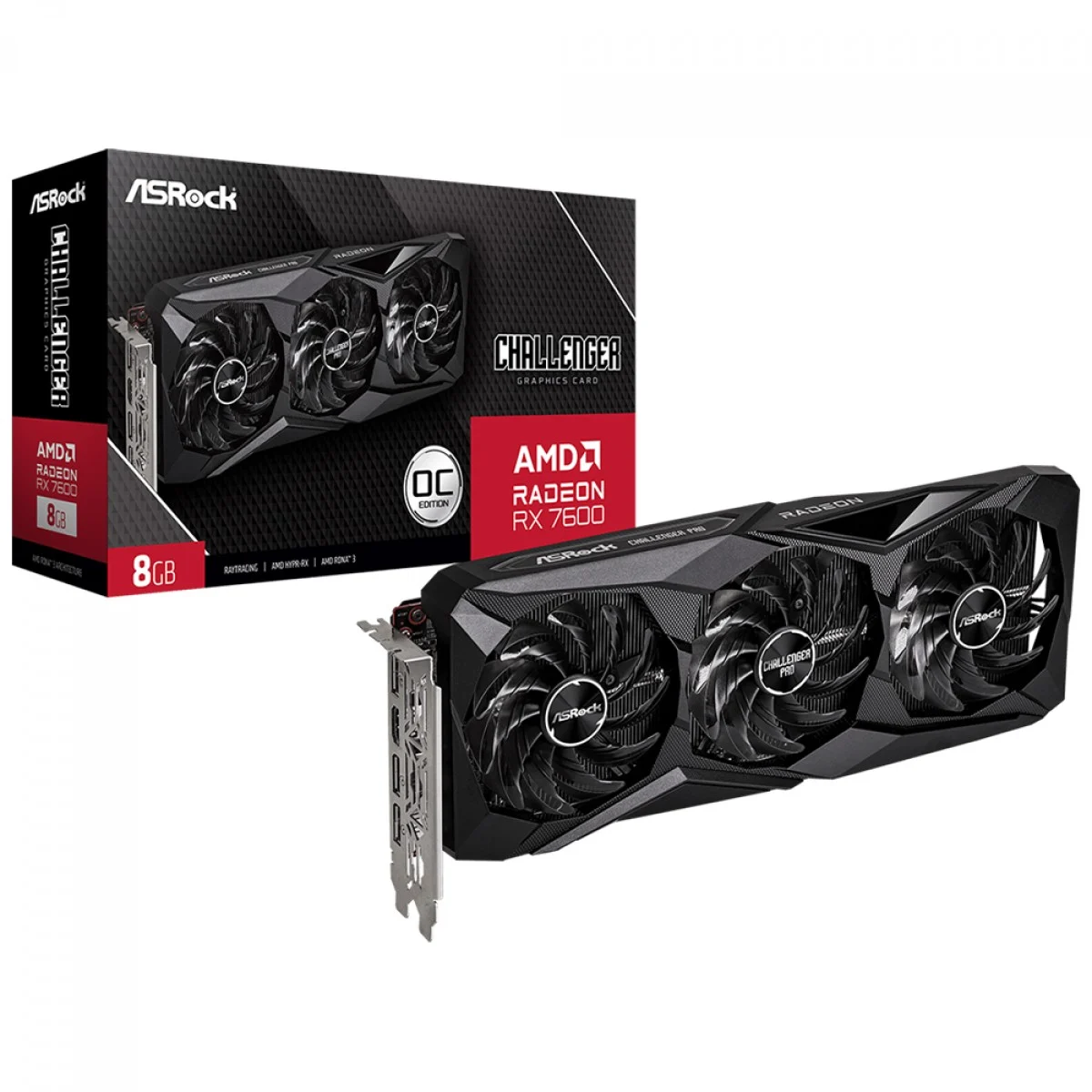 Placa de Vídeo AsRock AMD Radeon RX 7600 Challenger Pro OC, 8GB, GDDR6 ...