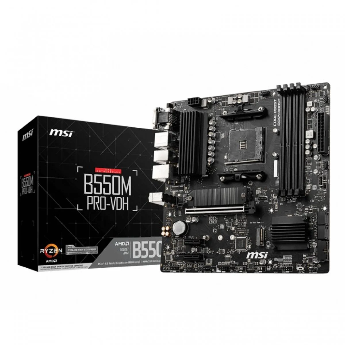 Placa Mãe MSI B550M PRO-VDH, Chipset B550, AMD AM4, mATX, DDR4 - Boletando